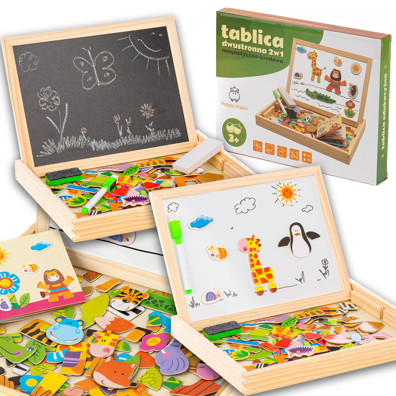 Edukativna dvostrana magnetna ploča za djecu - Happy Kids