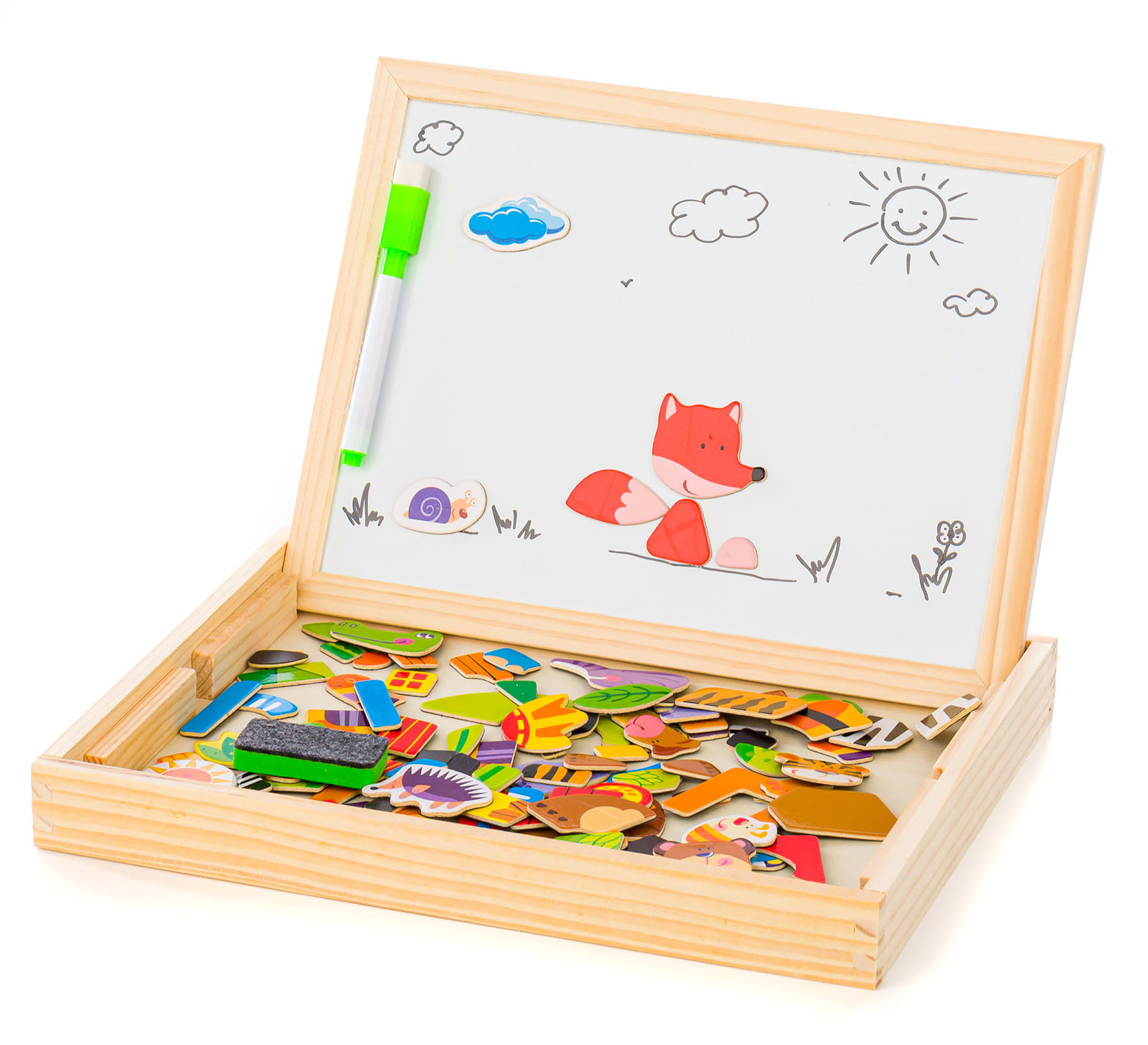Edukativna dvostrana magnetna ploča za djecu - Happy Kids